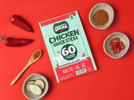 Nashville Hot Seasoned Chicken Snack Stick – Mighty Spark Food